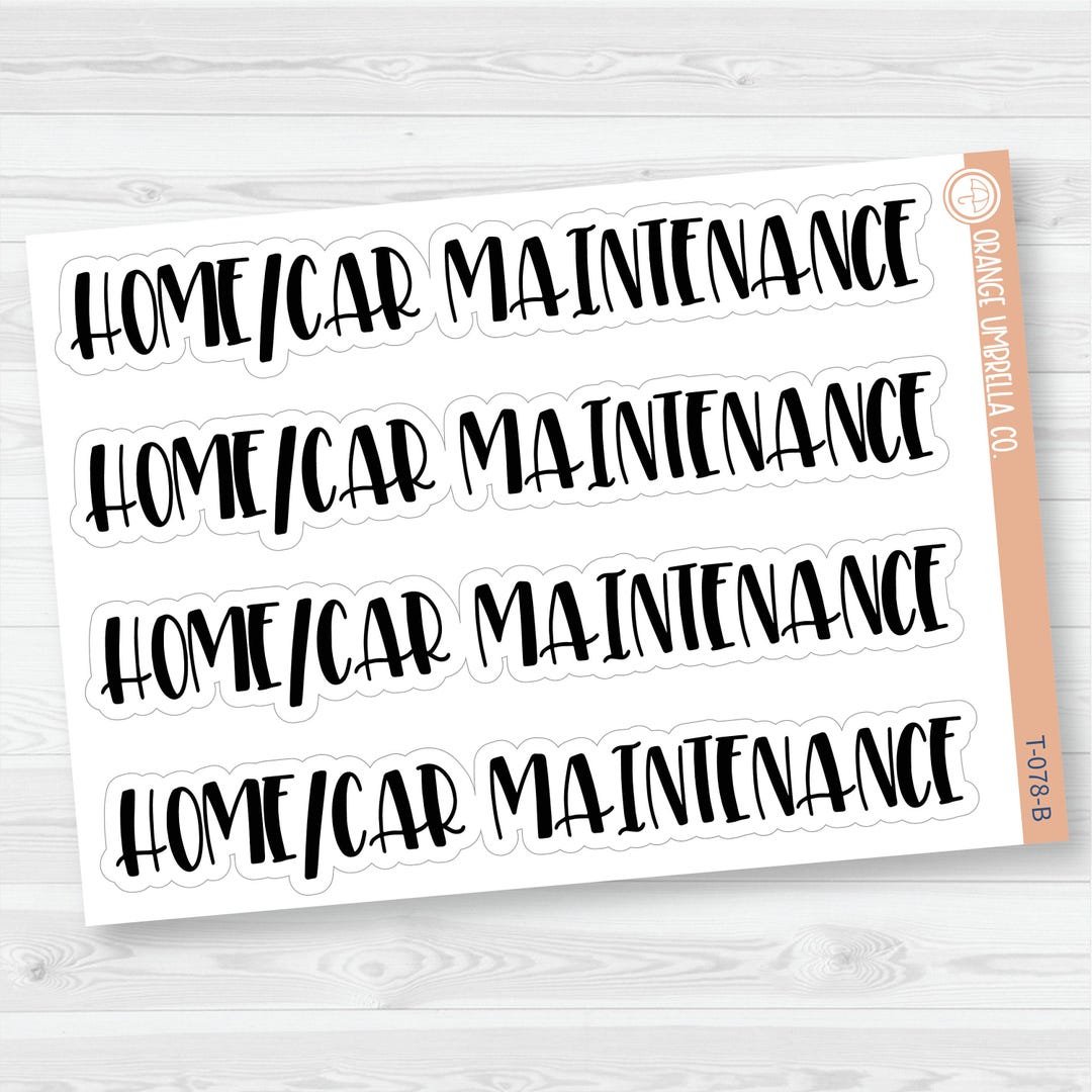 Home/car Maintenance Header Script Planner Stickers | F1 | T-078-B - Etsy