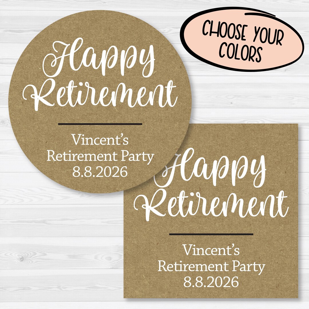 Happy Retirement Stickers | Retirement Party Favor Labels ...