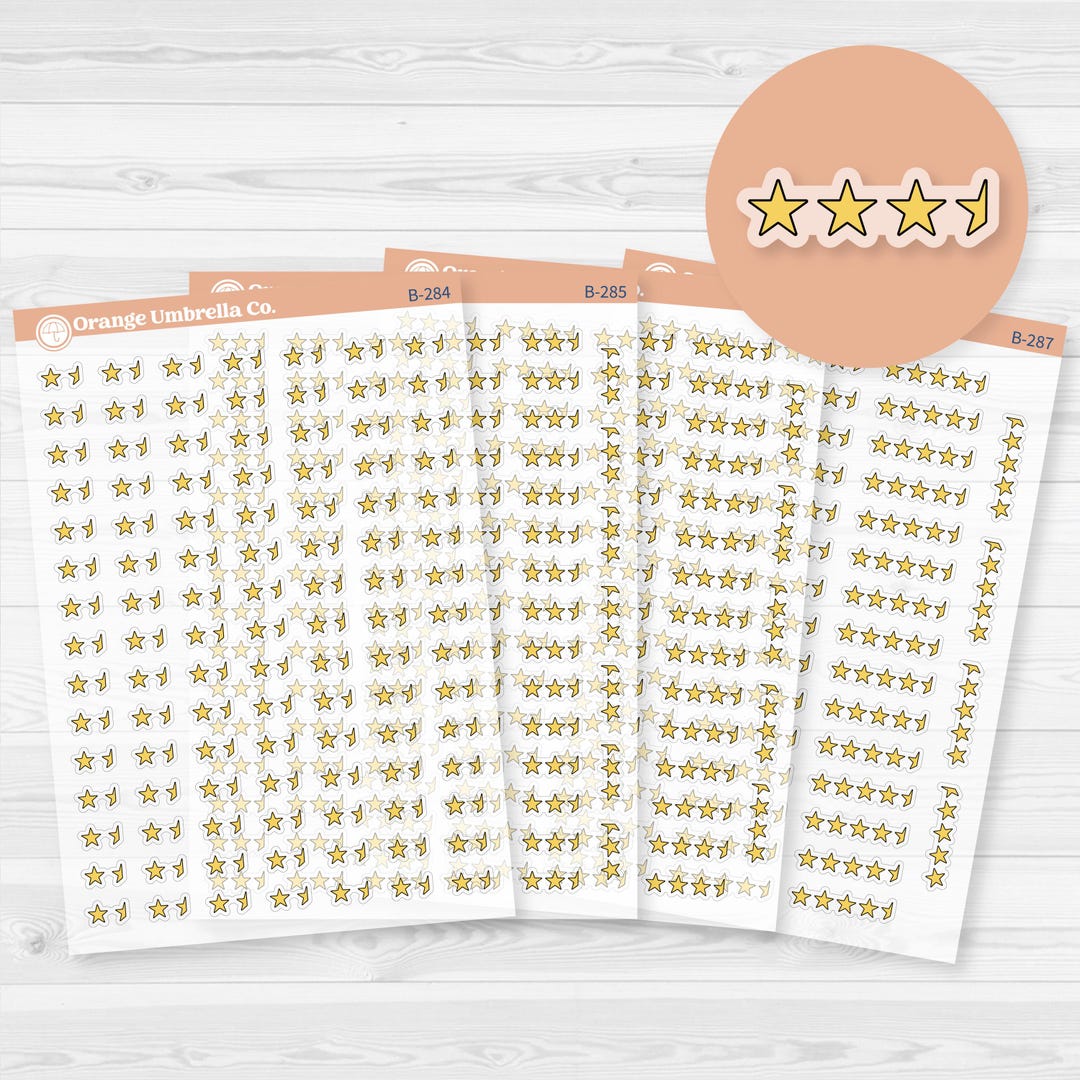 Star Rating Stickers | Reading and Hobby Trackers for Journals ...