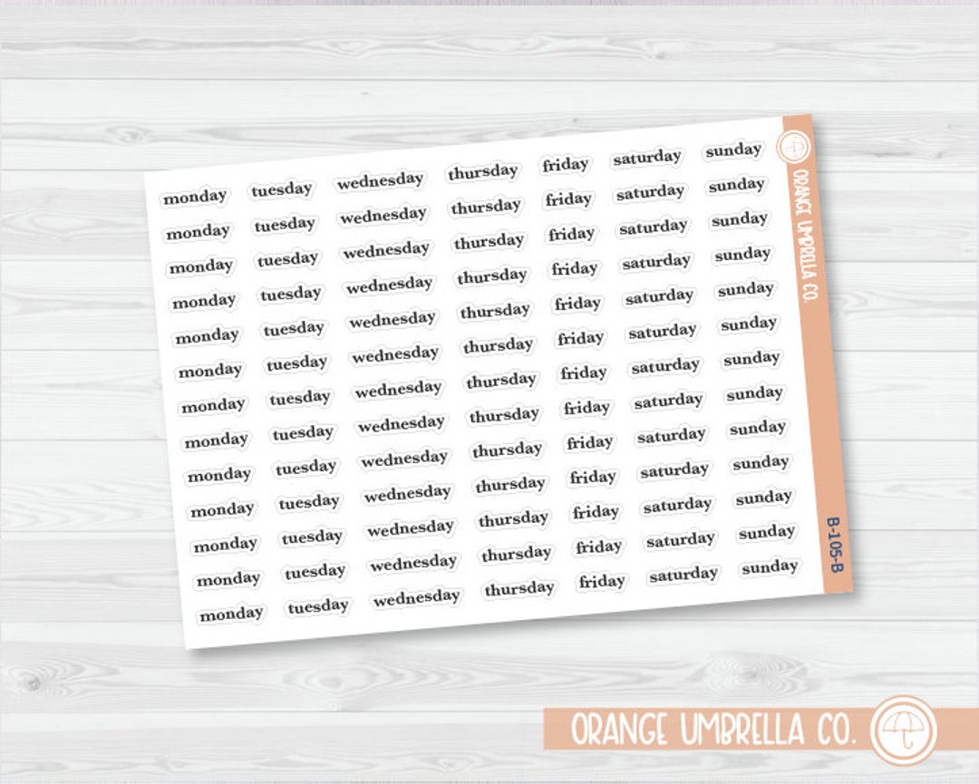 Day of the Week Header Script Planner Stickers B-105-B - Etsy