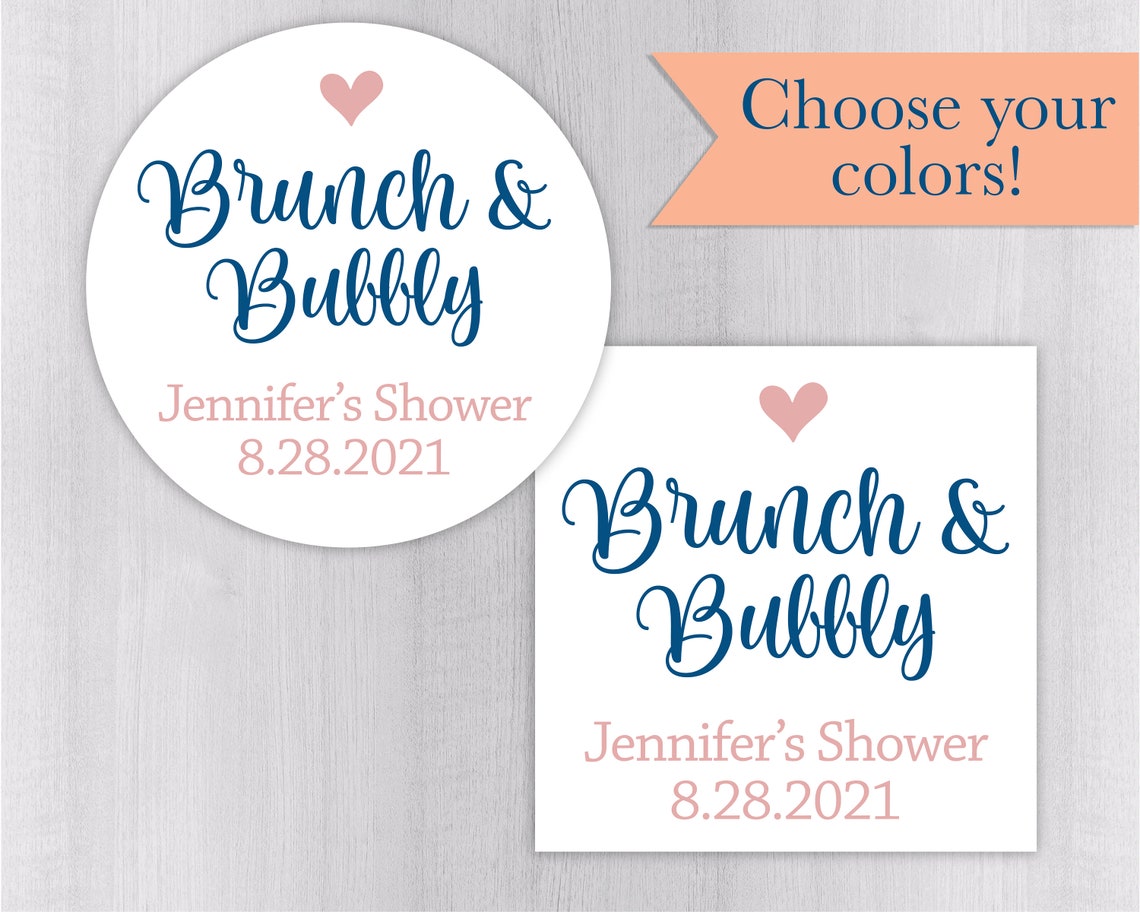 Brunch & Bubbly Bridal Shower Stickers Alcohol Brunch Favor - Etsy
