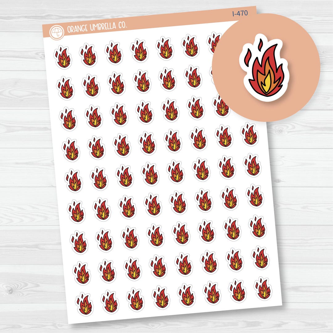 Hand Doodled Fire Flame Icon Planner Stickers | I-470 - Etsy