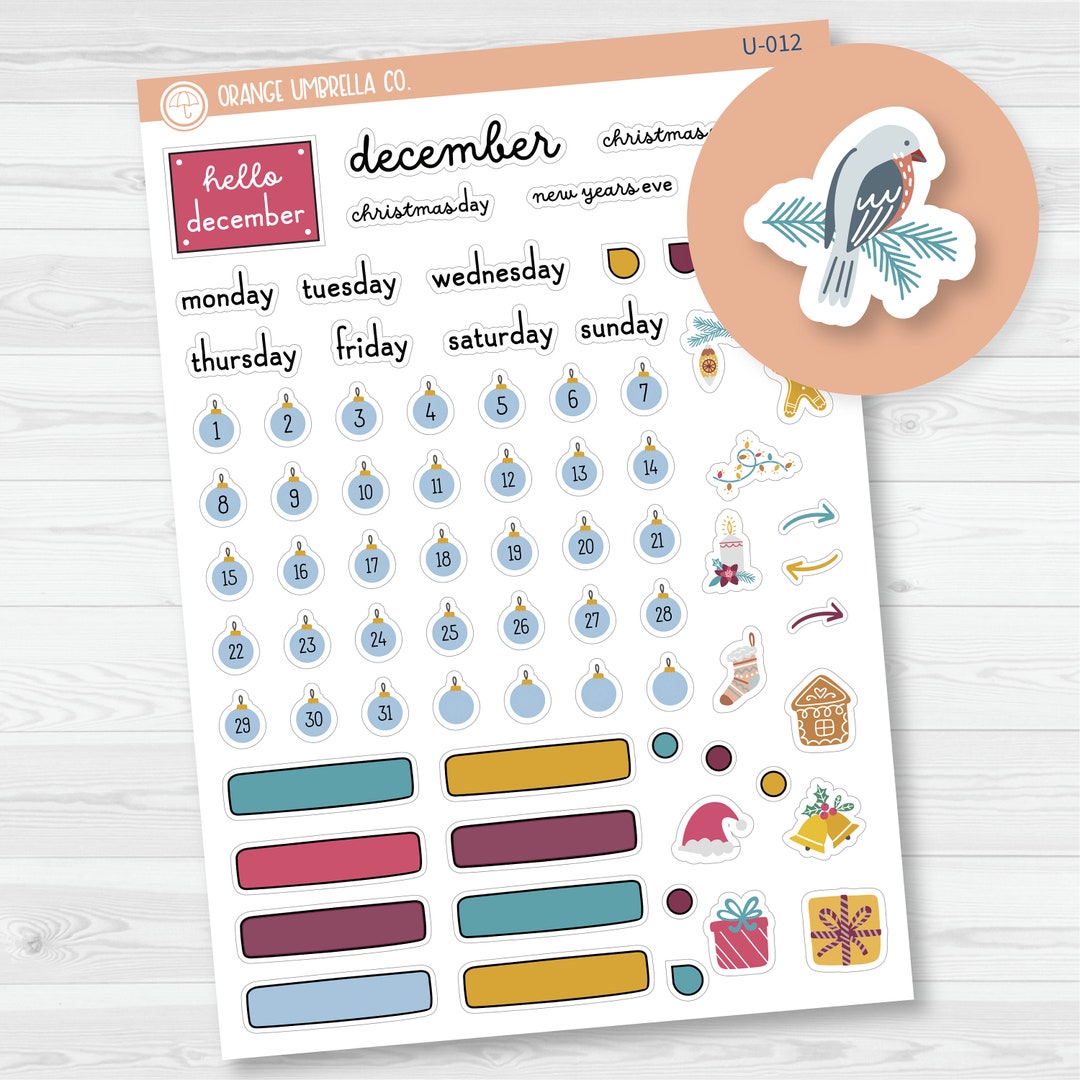 Build Your Own Journal Kit Planner Stickers | December F16 | U-012 - Etsy