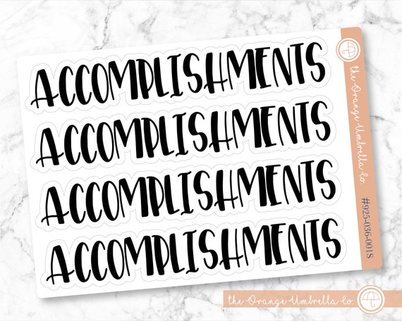 Accomplishments Header Script Planner Stickers and Labels F1 - Etsy