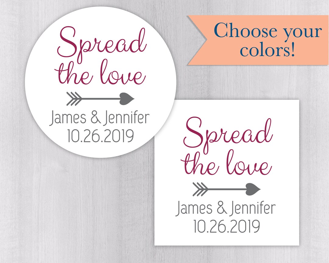 Spread the Love Stickers, Jam Sticker, Jam Wedding Favor Stickers ...
