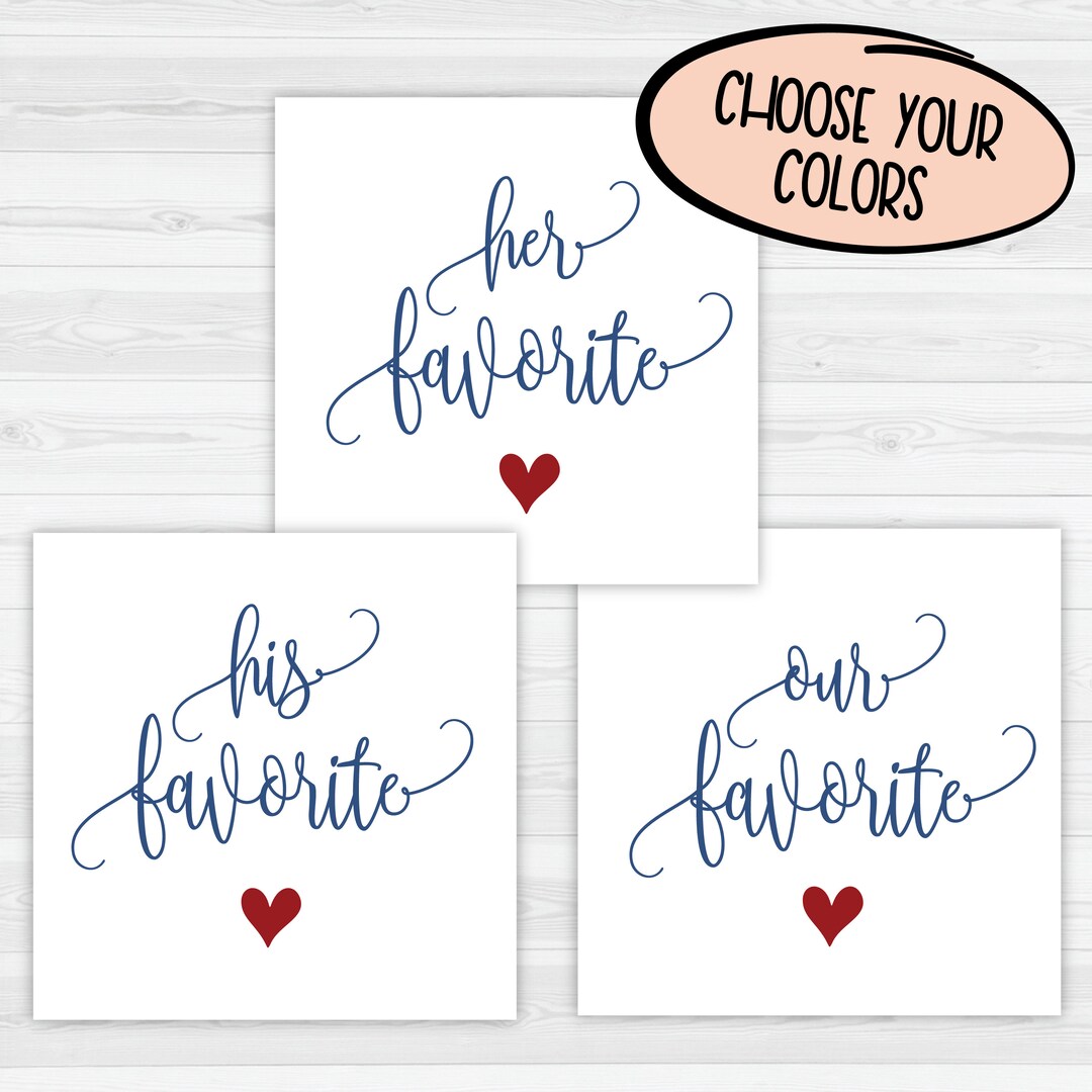His Favorite Her Favorite Our Favorite Wedding Stickers | Favorites ...