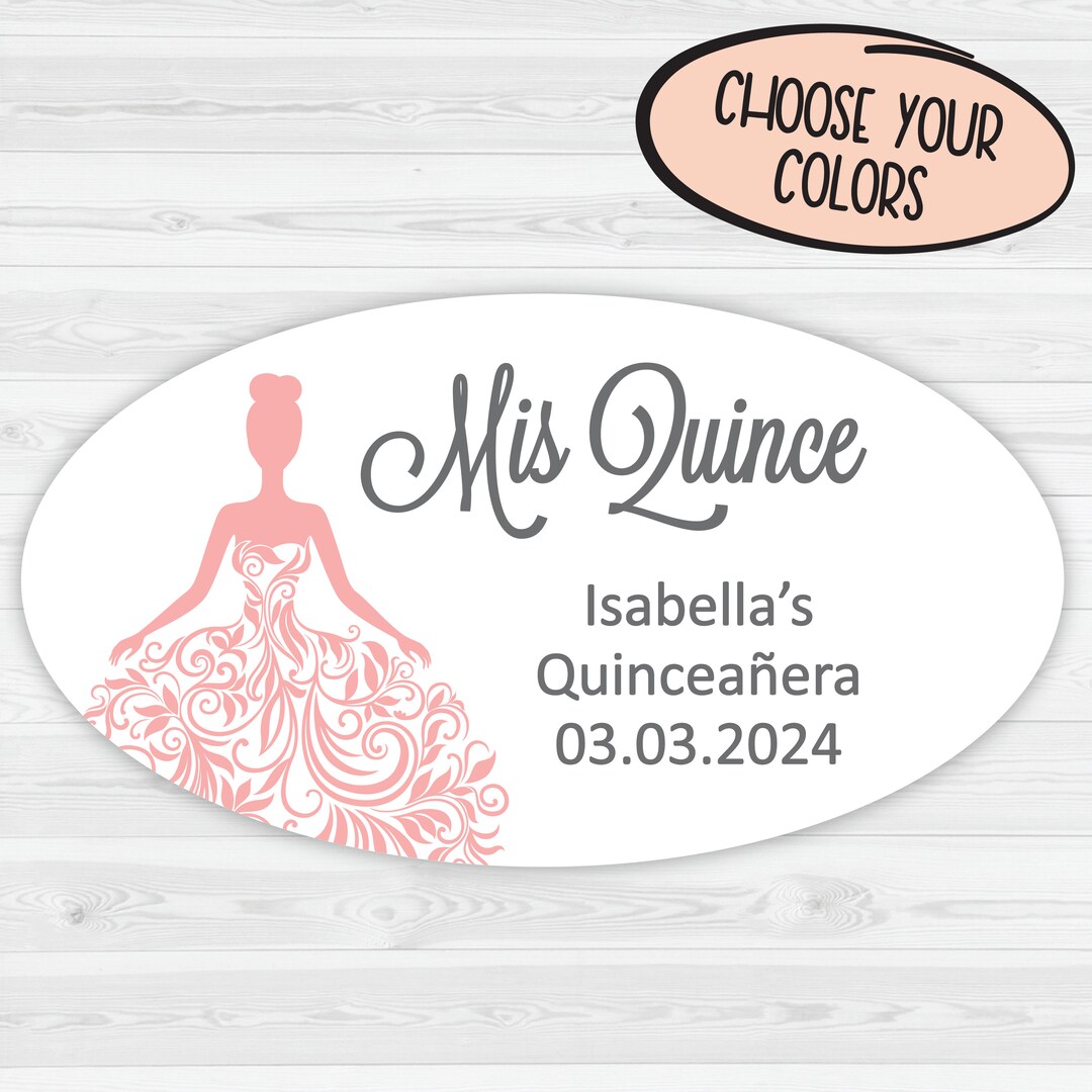 Mis Quince Quinceañera Oval Stickers | Birthday Celebration Favor ...