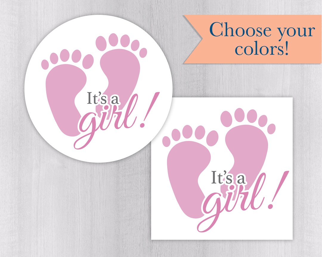 It's A Girl Stickers, Baby Shower Stickers, Baby Shower Envelope Seals ...