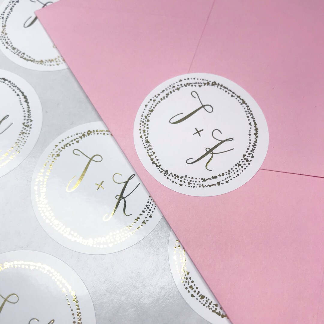 Initials Wreath Wedding Sticker | Personalized Wedding Invitation ...