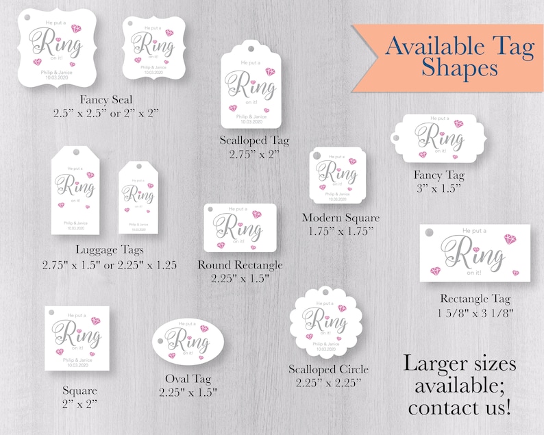 Customized Engagement Party Tags Engaged Favor Tags He Put a | Etsy