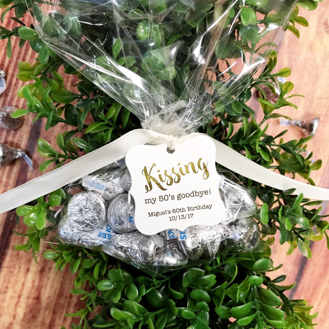 Kissing My Goodbye Birthday Party Tags Gold Foil Fancy Shaped - Etsy