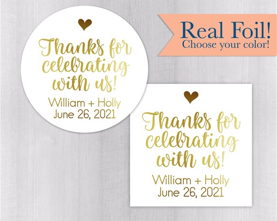 Thanks For Celebrating with Us Stickers Gold Foiled Thank You | Etsy