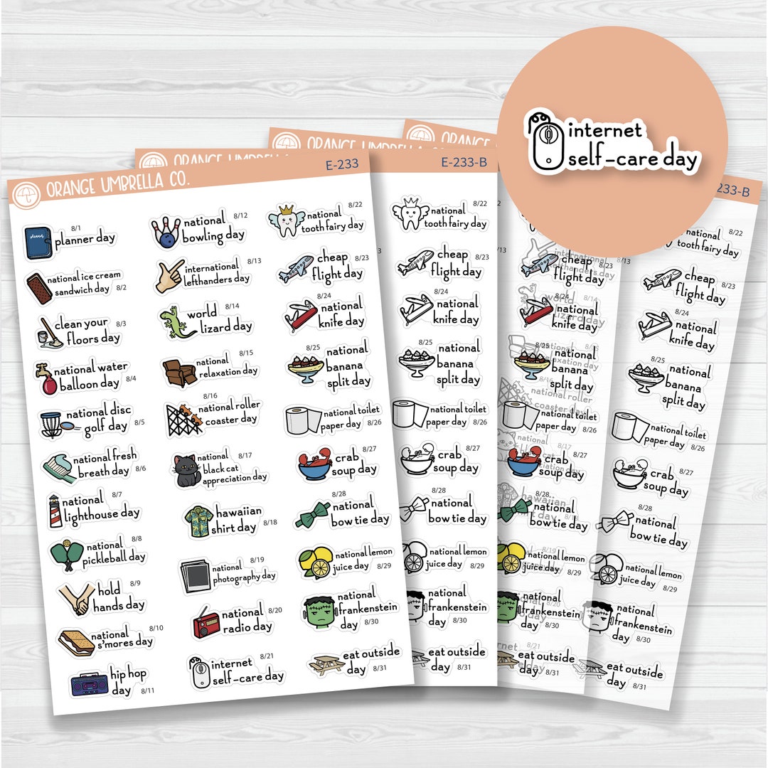 August Wacky Holidays Script Planner Stickers | F16 | E-233 - Etsy