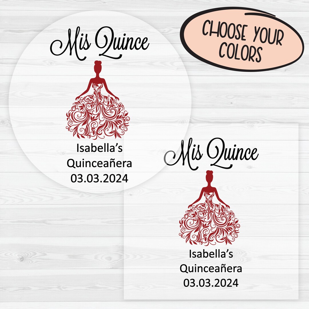 Personalized Clear Mis Quince Stickers | Etiquetas De Quinceañera ...