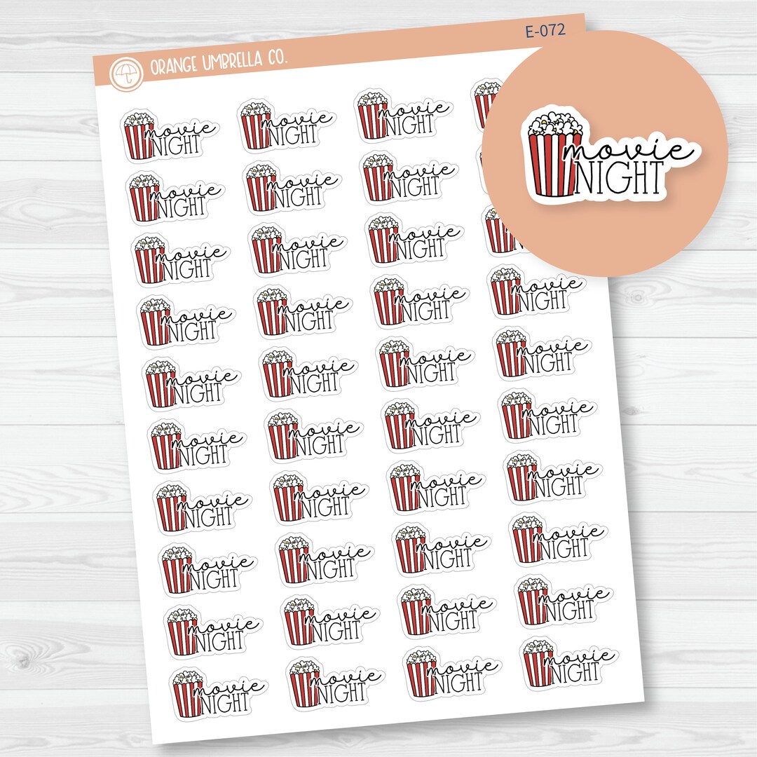 Movie Night Popcorn Icon Script Planner Stickers | FC11 | E-072 - Etsy