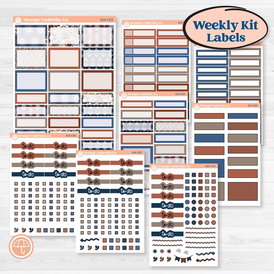 Patterned Boho Sticker Kit | Weekly Add-on Labels Planner Kit Stickers ...
