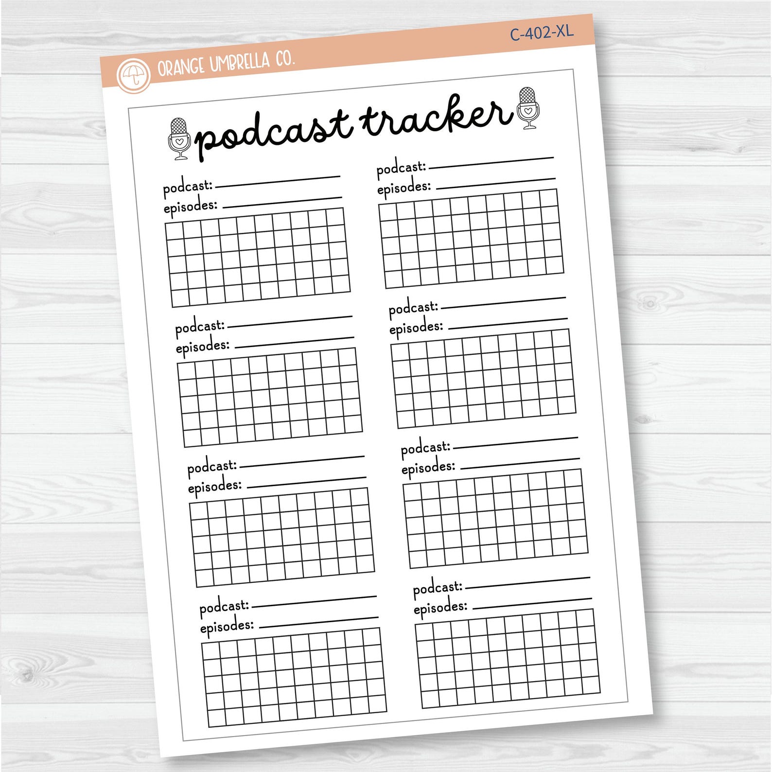 Podcast Tracker Full Page Dashboard | A5 & 7x9 Size Deco Planner ...