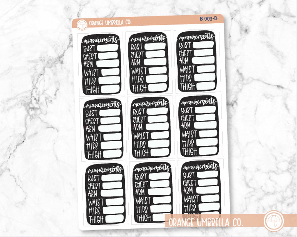Body Measurement/dimension Tracking Planner Stickers B-003 - Etsy