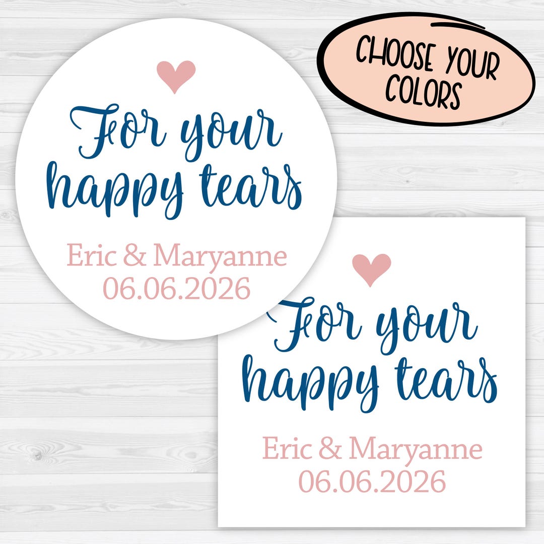 For Your Happy Tears Stickers | Wedding Tissue Favor Stickers | Wedding ...