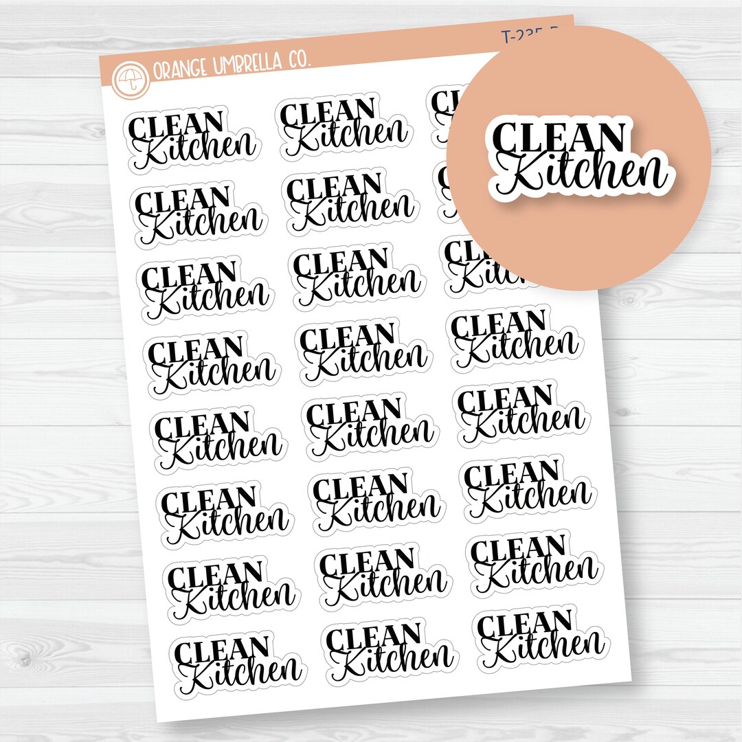 Clean Kitchen Script Planner Stickers | F10 | T-235-B - Etsy