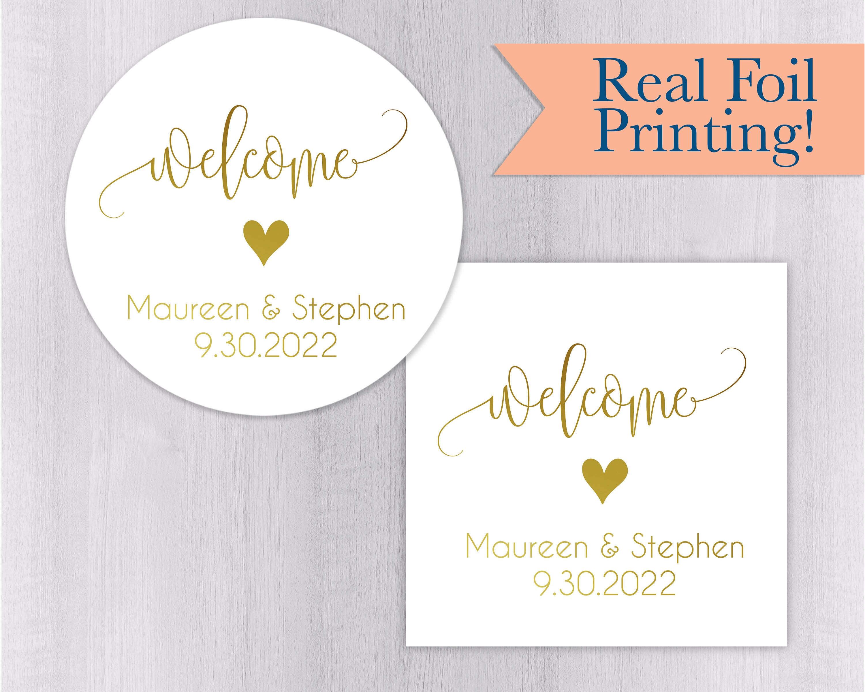 Welcome Wedding Sticker Foil on White Stickers for | Etsy