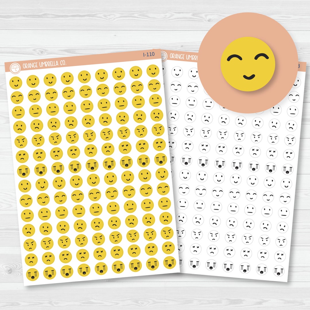 Emoticon Emotion Faces Icon Planner Stickers and Labels | I-110 - Etsy