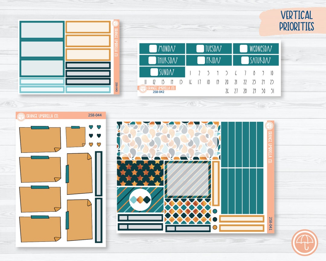 Plum Vertical Priorities Planner Kit Stickers Aquatica - Etsy