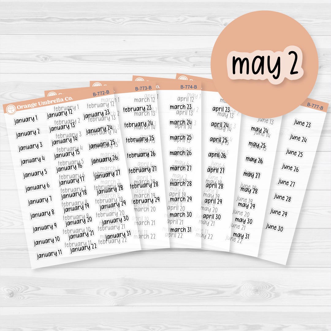 Dates of the Month Planner Stickers and Labels | F17 Print Clear Matte ...