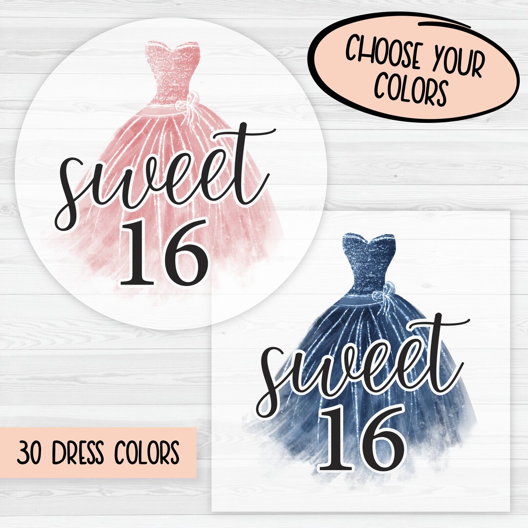 Printed Clear Sweet 16 Stickers | Sweet Sixteen Favor Labels ...