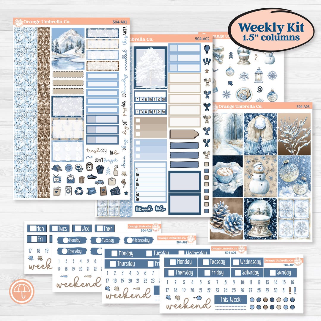 Nostalgic Frosty Winter Kit | Weekly Sticker Kit for Vertical Planners ...