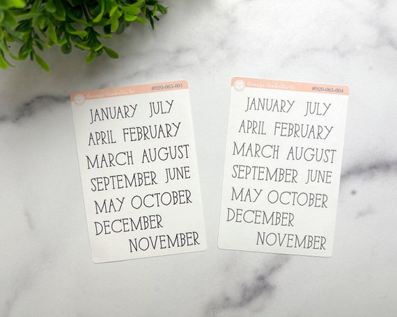 Month Name Header Script Planner Stickers and Labels FC11 - Etsy