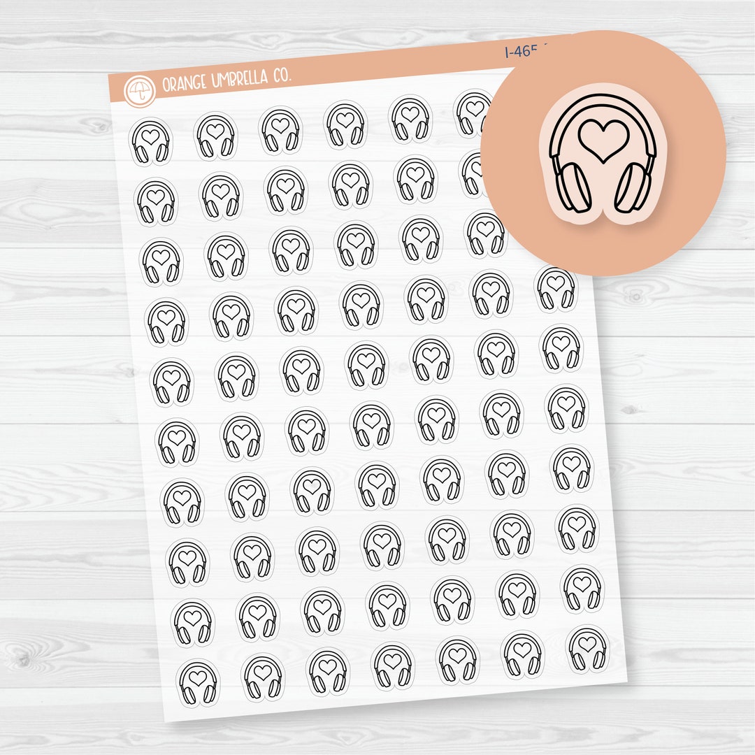 Hand Doodled Headphones Icon Planner Stickers | Clear Matte | I-465-BCM ...