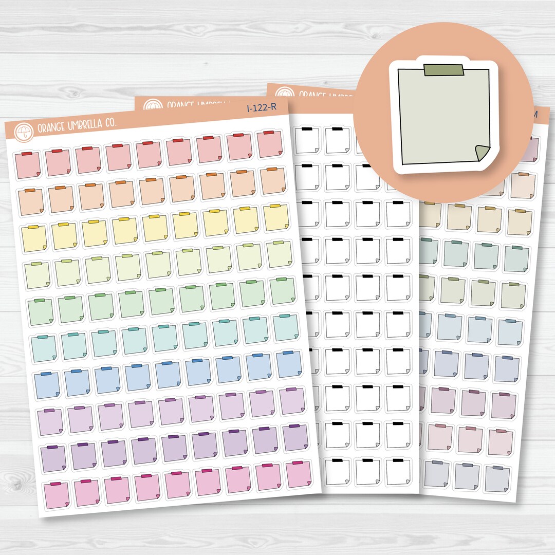 Sticky Notes | Mini Icon Planner Stickers | I-122 - Etsy