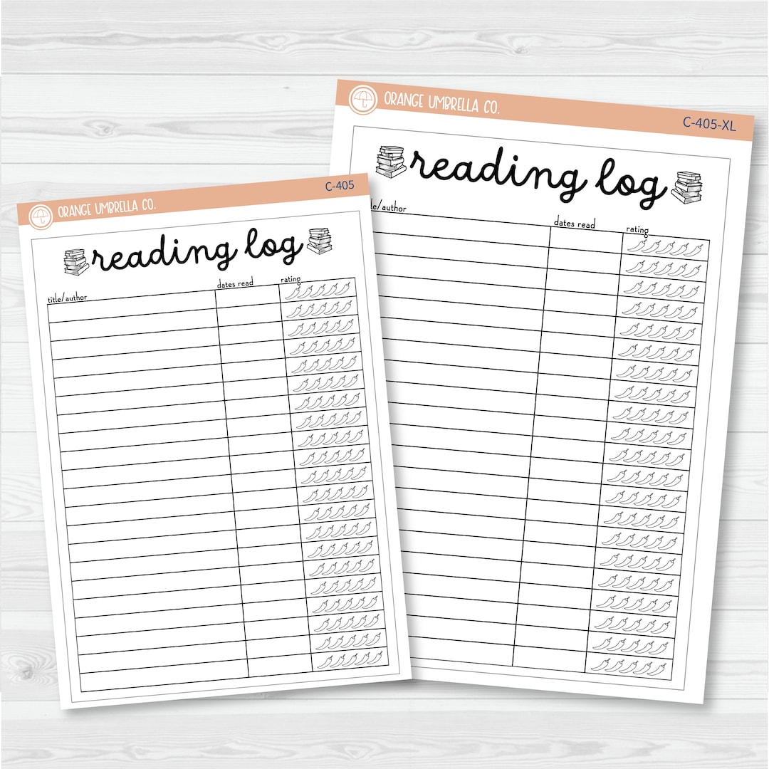 Reading Log With Spicy Rating Tracker Full Page Dashboard | A5 & 7x9 ...