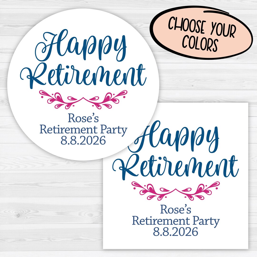 Happy Retirement Sticker | Retirement Party Stickers | Personalized ...
