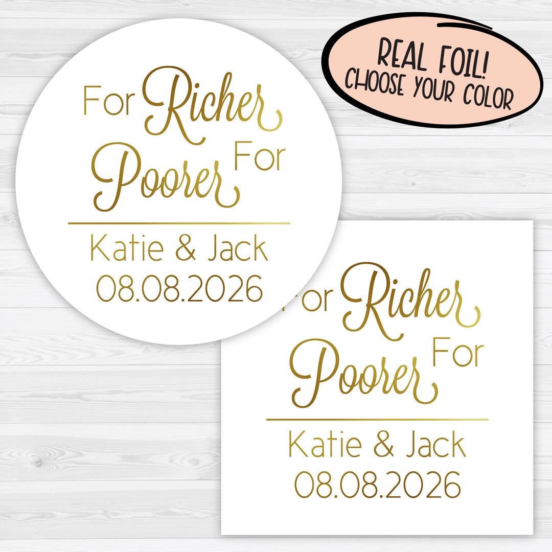 For Richer for Poorer Stickers | Lottery Ticket Wedding Labels ...