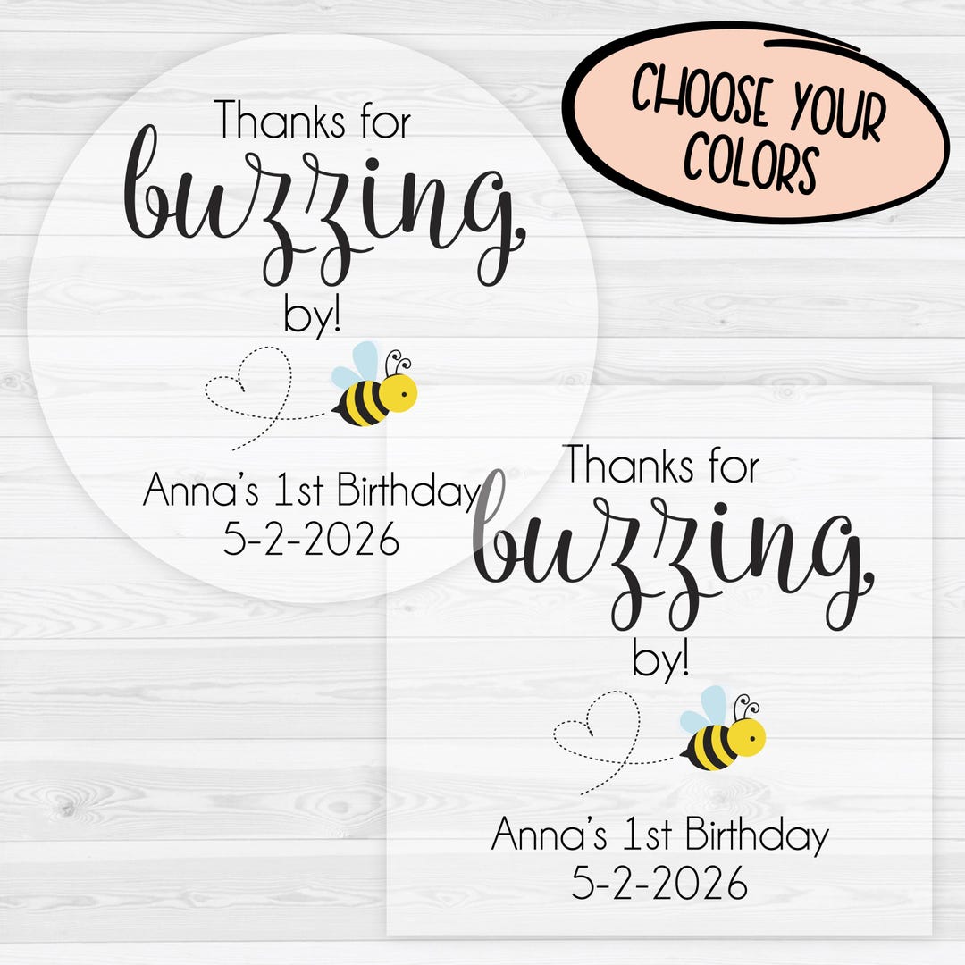 Thanks for Buzzing By Birthday Thank You Sticker Clear Transparent ...