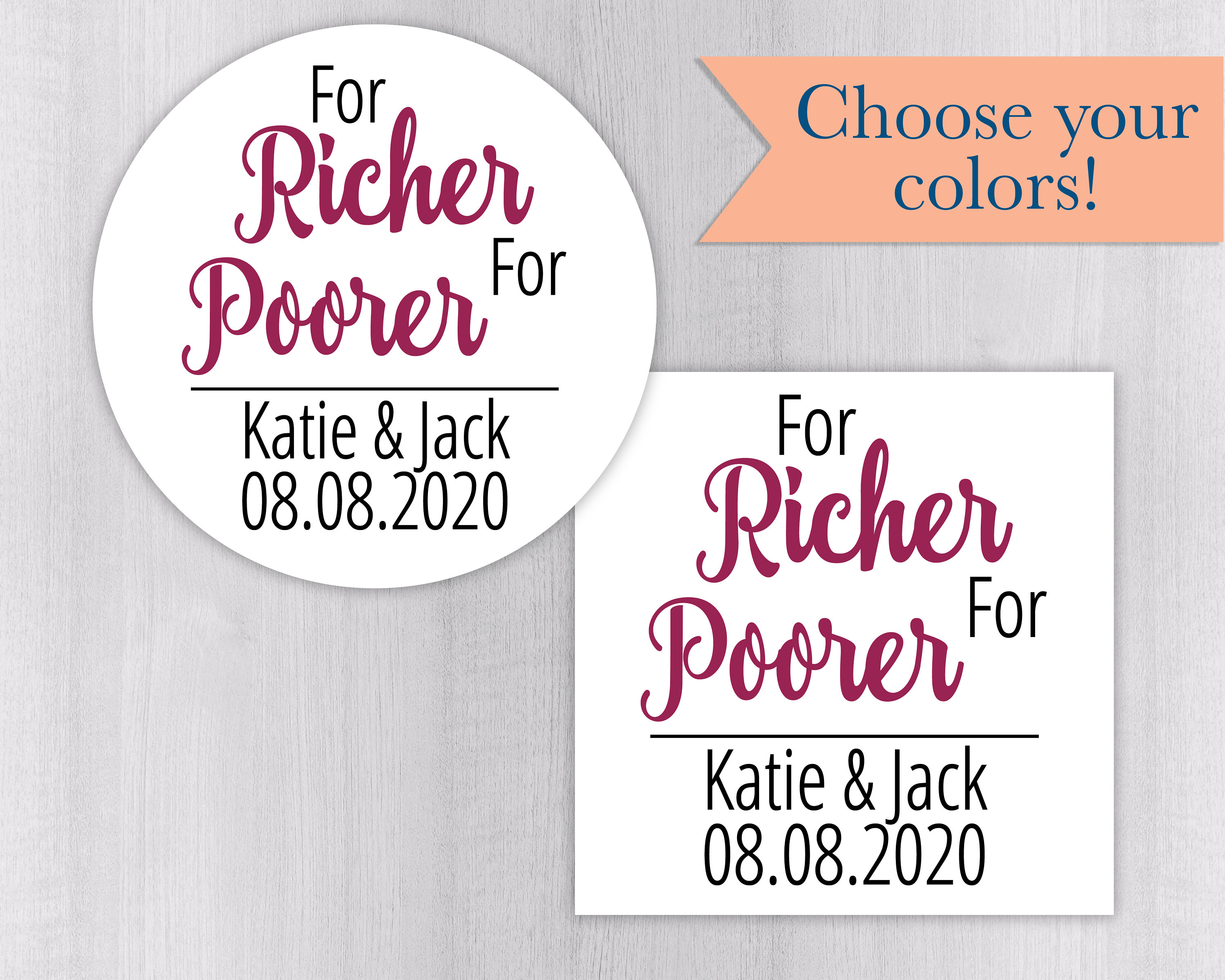 For Richer For Poorer Stickers Lottery Ticket Wedding Labels | Etsy