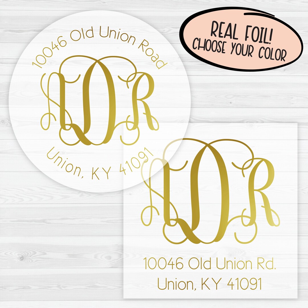 Wedding Invitation Return Address Label, Foil on Clear Wedding ...