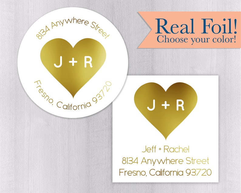 Wedding Return Address Stickers Gold Foil Return Address | Etsy