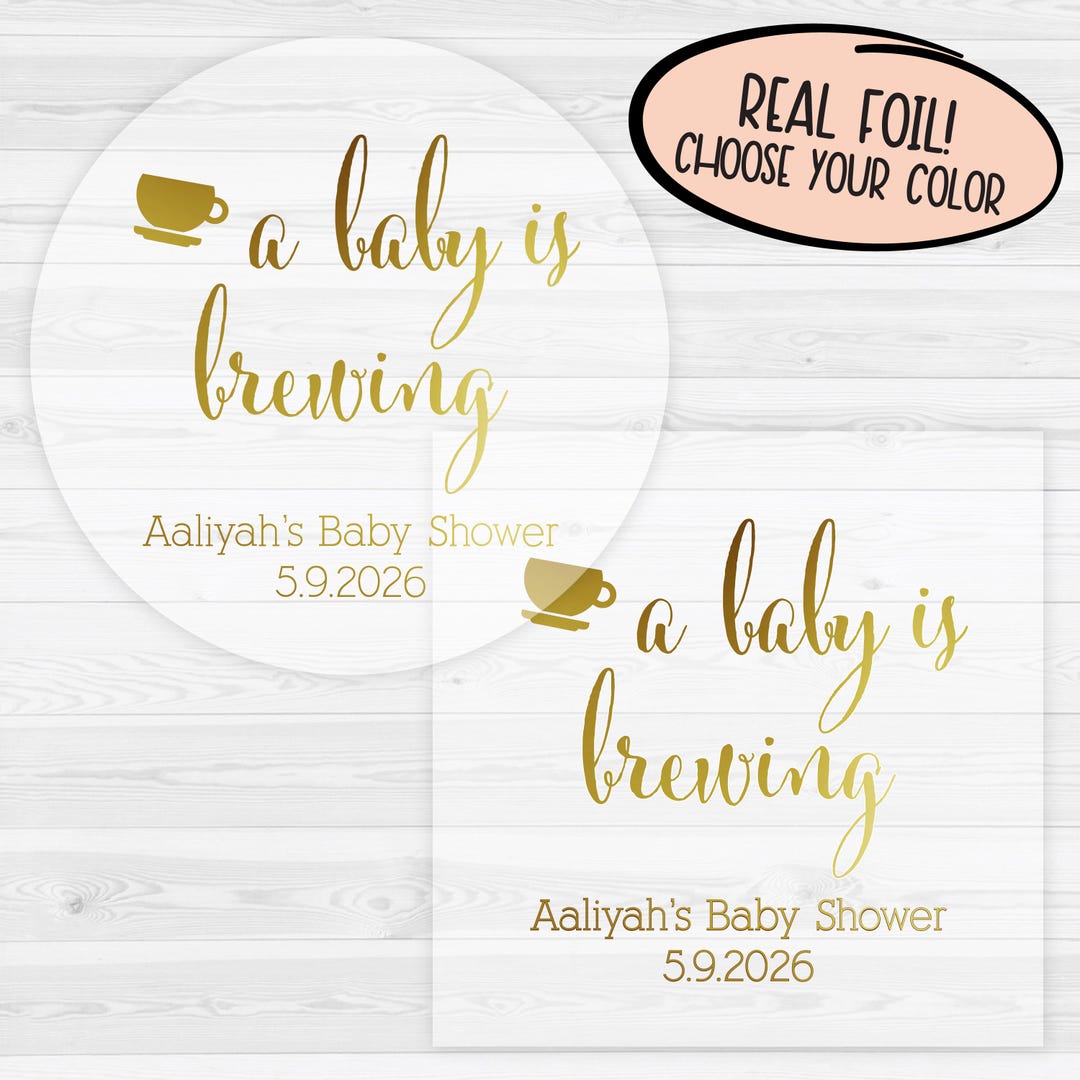 Baby is Brewing Sticker | Baby Shower Favor Sticker | Coffee Cup Favor ...