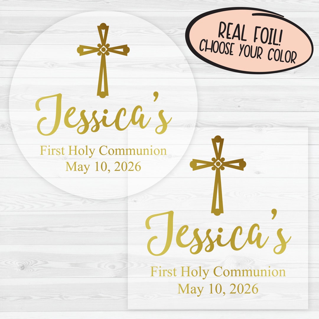 Baptism or First Communion Stickers | Foiled First Holy Communion for ...