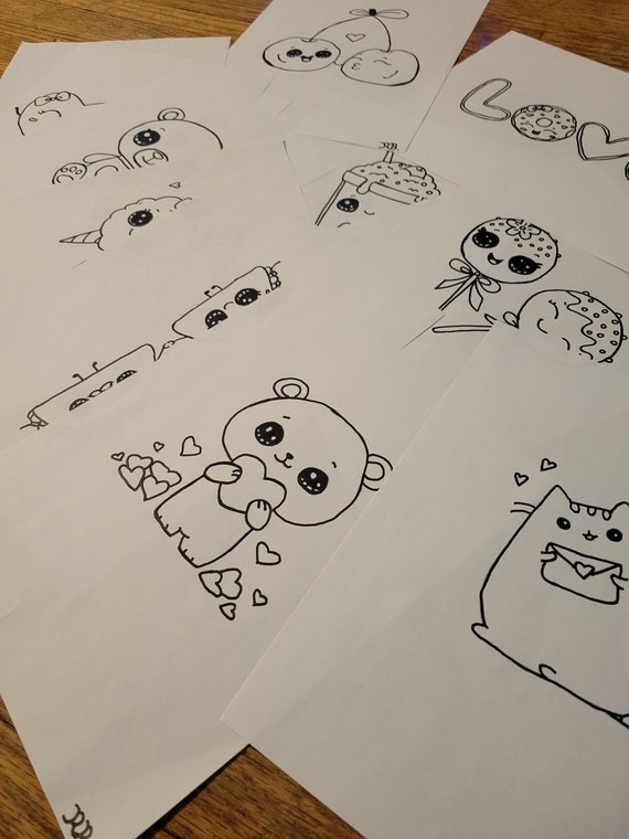 Hand Drawn Valentine Coloring Sheets | Etsy