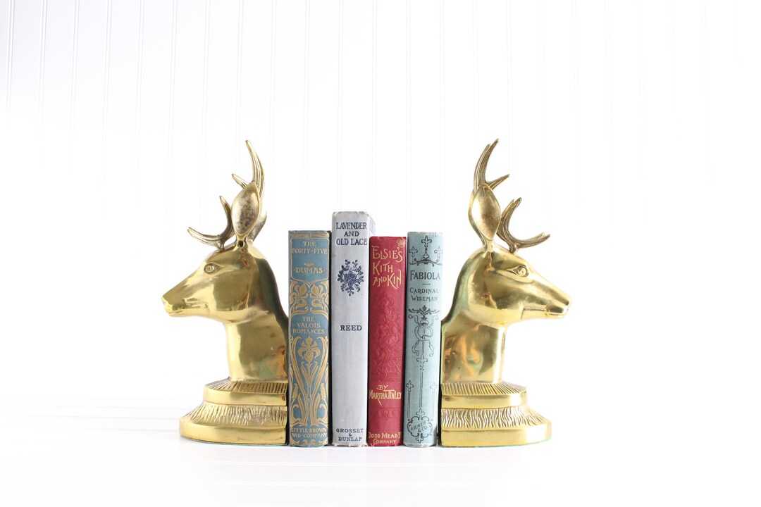 Vintage Brass Buck Bookends, Deer Antlers, Gifts for Men, Hunter Gift ...