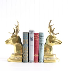 Vintage Brass Buck Bookends, Deer Antlers, Gifts for Men, Hunter Gift ...