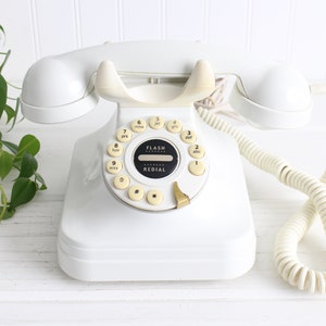 Vintage White Phone, Push Button Telephone, Grand Phone, PF Product ...