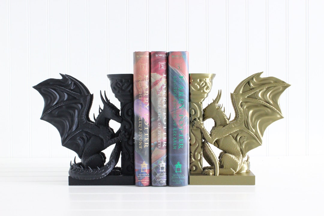 Dragon Bookend, Bookshelf Decor, Fantasy, Realistic, 3D Print, Bookend ...