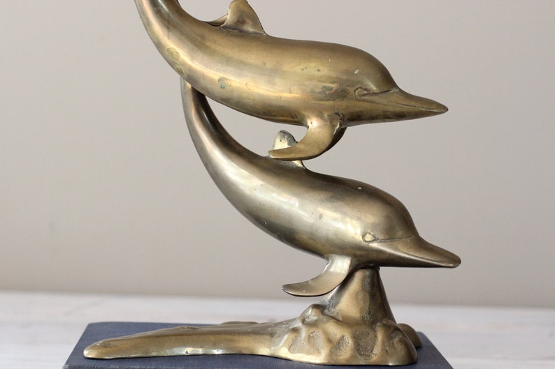 Vintage Brass Dolphin Figurine Mid Century Modern Decor - Etsy
