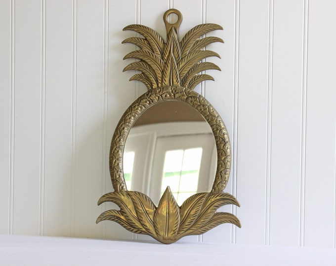 Vintage Brass Pineapple Mirror, Mid Century Modern Hawaiian Decor - Etsy