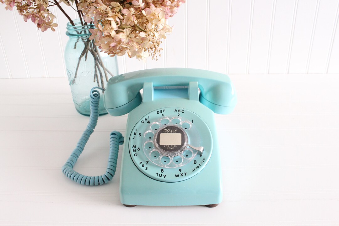 Vintage Light Blue Rotary Phone, Dial Telephone, 1960s Robin's Egg Blue ...